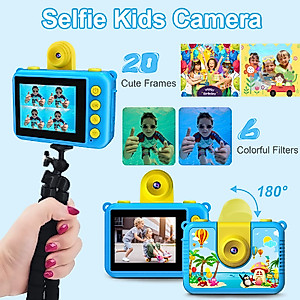 GKTZ Kids Waterproof Camera - Underwater Camera Birthday Gifts for Girls Boys Children Digital Action Camera with 32GB SD Card, Pool Toys for Kids Age 4 5 6 7 8 10