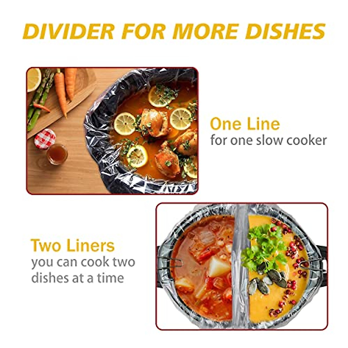 Slow Cooker Liners (30 Liners), 13" × 21" Crock Pot Liners Fit 3-8 Quarts, Disposable Cooking Bags Suitable for Oval & Round Pot, BPA Free,30 count