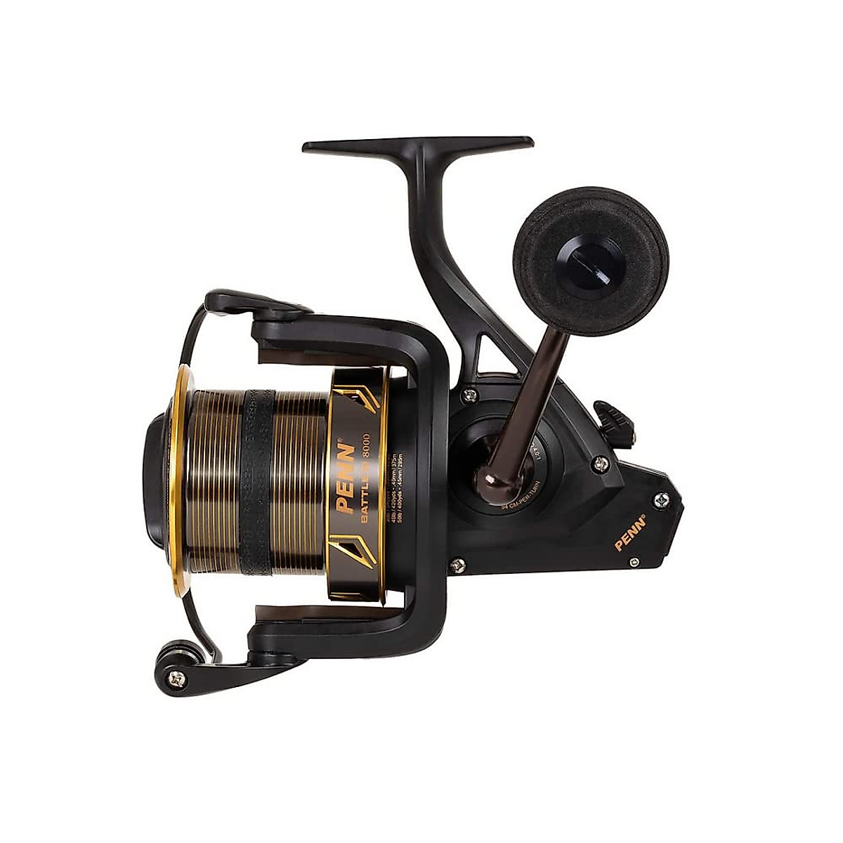 PENN Penn Battle Iii Longcast Spinning Reel - Full Metal Body, CNC Gear, HT-100 Carbon Brake, 5+1 Sealed Stainless Steel Bearing, Braided Line, Black Gold