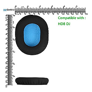 Geekria Comfort Velour Replacement Ear Pads for Sennheiser HD8 DJ Headphones Earpads, Headset Ear Cushion Repair Parts (Black)
