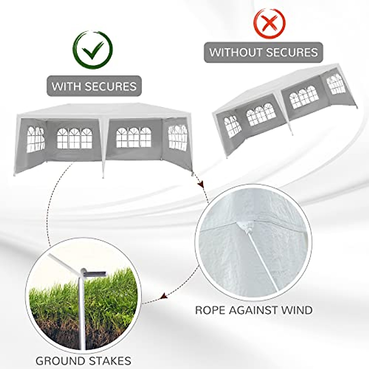 Outsunny Large 10' x 20' Gazebo Canopy Party Tent with 4 Removable Window Side Walls,Wedding, Picnic Outdoor Events-White