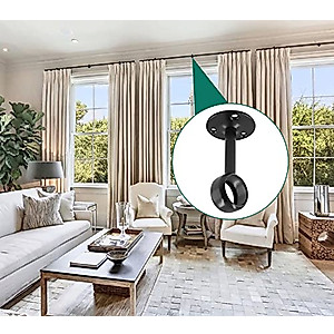 Seimneire 2pcs 1-Inch Ceiling Mount Curtain Rod Bracket, Shower Curtain Rod Holder Pipe Flange Socket, Closet Pole End Supports Socket, Stainless Steel Matte Black