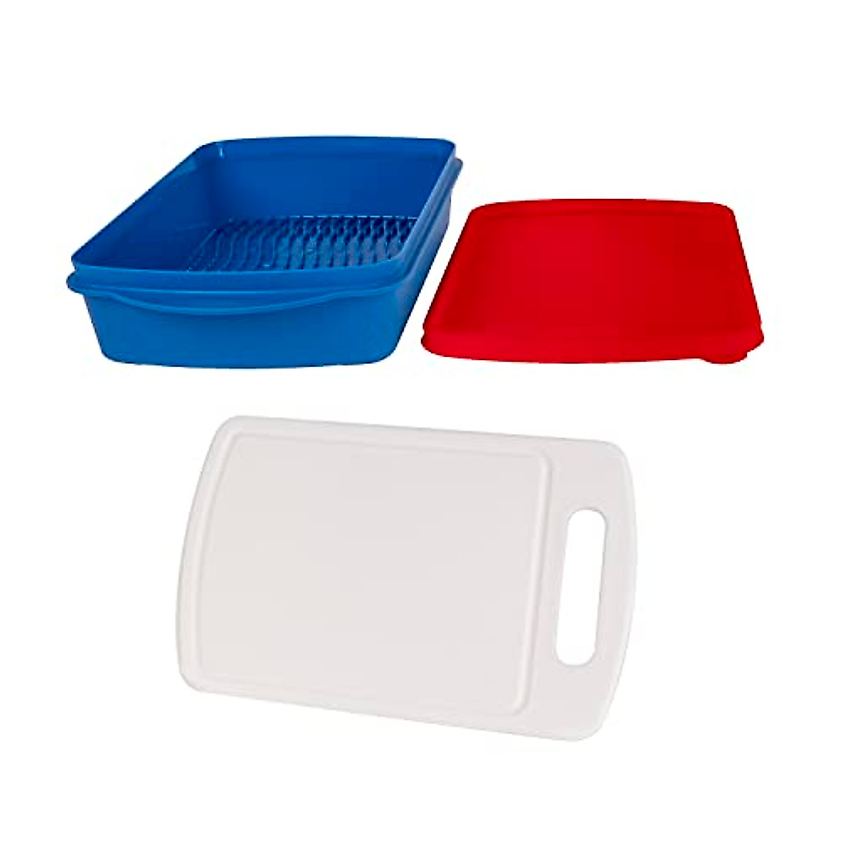 Mr. Bar-B-Q BBQ Food Prep, Store & Marinade Tray Set Includes Built-in Cutting Board That Snaps into Lid & Marinade Container for Marinating Meat for All Your Grilled Barbecue