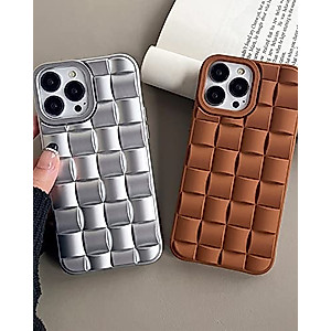 Ginkgonut Compatible with iPhone 13 Pro Max Case for Women/Girls, Cute 3D Laid Desgin Soft Silicone Shockproof Raised Bumper Corners Case for iPhone 13 Pro Max（Silver）