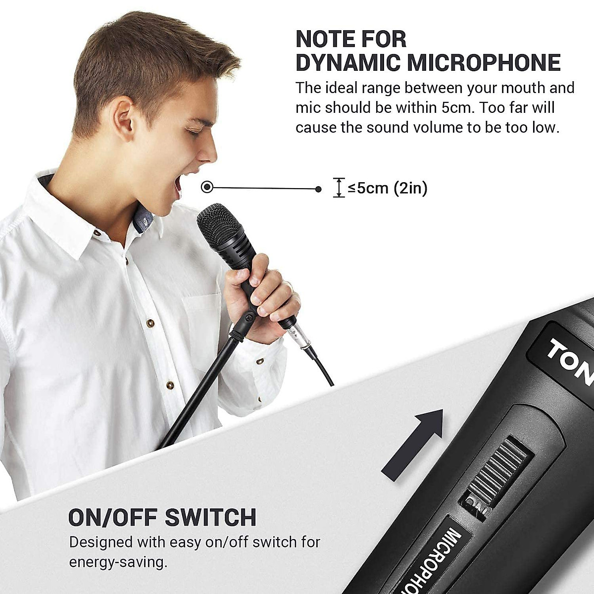 TONOR Dynamic Karaoke Microphone for Singing with 5M XLR Cable, Metal Handheld Mic Compatible with Karaoke Machine/Speaker/Amp/Mixer for Karaoke Singing, Speech, Wedding and Outdoor Activity