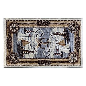 Masada Rugs Nature Area Rug Mat Nautical Scene (2 Feet X 3 Feet 2 Inch) Mat