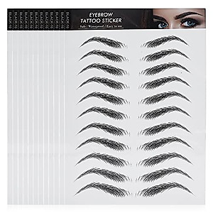 Molain 4D Hair-Like Eyebrow Tattoos Stickers 12 Sheets Waterproof Long-lasting Eyebrow Transfers Stickers Peel Off Eyebrow Sticker for Eyebrow Grooming Shaping 1 Style 132 Pairs (Classic Style)