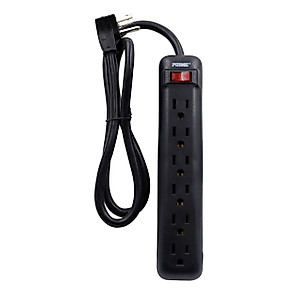 Prime Wire & Cable PB922009 6-Outlet Power Strip with Right Angle Plug and 14-3 SJT 3-Feet Cord,Black