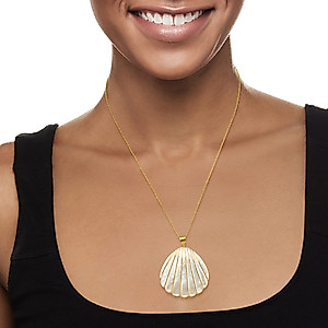 Ross-Simons Mother-Of-Pearl Seashell Pendant With 4-4.5mm Cultured Pearls in 14kt Yellow Gold