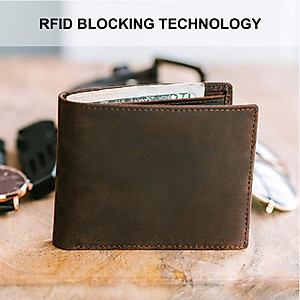 Leather Men's RFID Bifold Wallet with Removable Slim Front Pocket Card Holder, Brown
