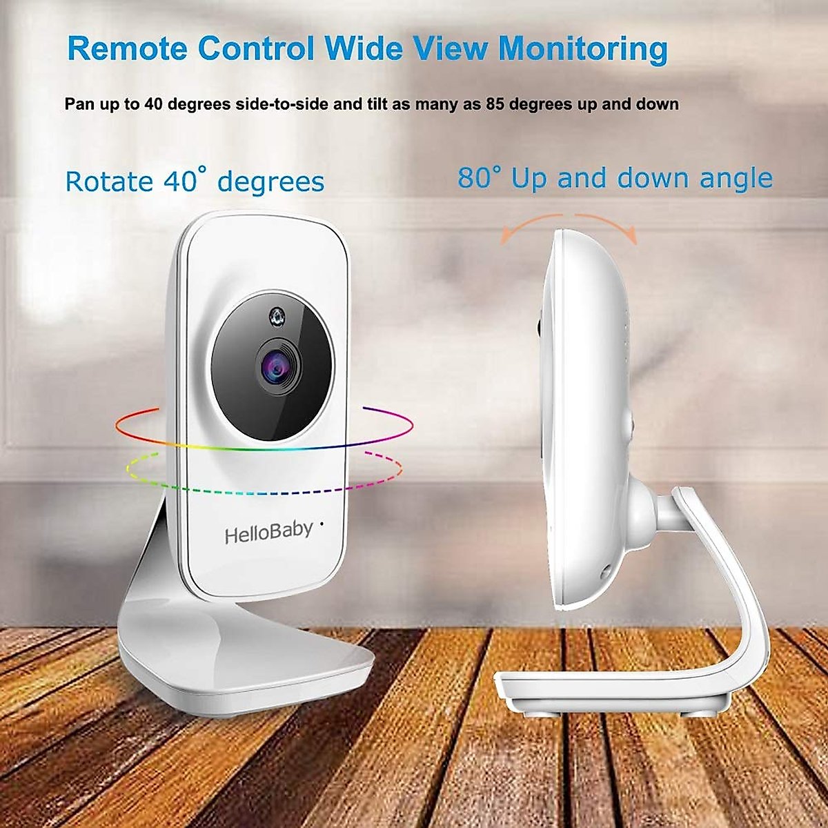 HelloBaby Video Baby Monitor with Camera and Audio, 5" Color LCD Screen, Monitor Camera, Infrared Night Vision, Temperature Display, Lullaby, Two Way Audio and VOX Mode