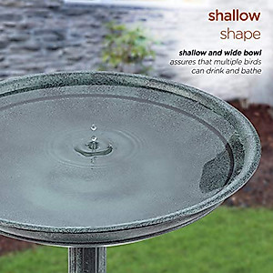 Alpine Corporation TIZ112 Alpine Plastic Outdoor Decor for Garden, Patio, Deck, Porch-Green Birdbath with Planter Pedestal, 25 Inch Tall, 15"L x 15"W x 25"H, Turquoise