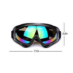 Motorcycle Goggles - Set of 5 - Dirt Bike ATV Motocross Anti-UV 400 Protective Combat Tactical Military Goggles for Men Women Kids Youth Adult (Blk)