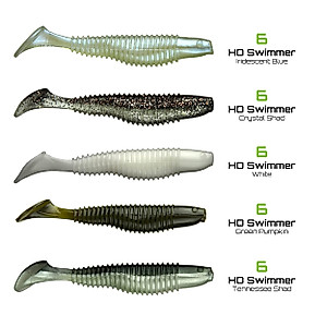 Tackle HD Swim Bait 36-Piece Bass Fishing Soft Plastic Lure Kit with Jig Heads