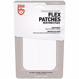 GEAR AID Tenacious Tape Flex Patches for Vinyl and Fabric Repair, Clear, Two 3" x 5" patches (10800)