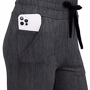 RESHE Womens Capri Pants Wide Leg Loose Comfy Drawstring Lounge Pajama Pants Yoga Capris with Pockets (Deep Hemp Gray, S)