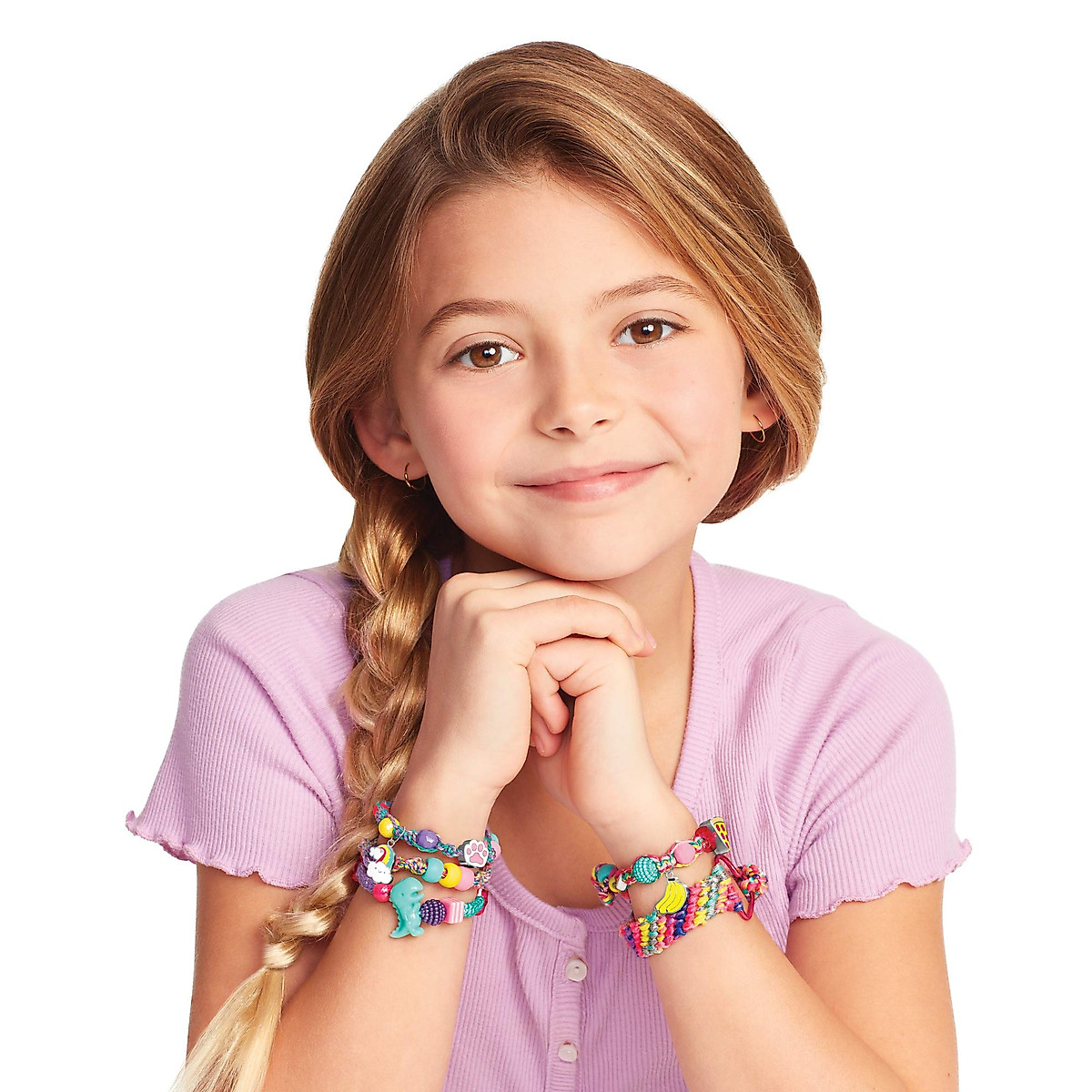 Make It Real - Good Vibes Bracelets Kit - DIY Charm Bracelet Making Kit with Case - Friendship Bracelet Kit with Beads, Charms & Thread - Arts & Crafts Bead Kit for Girls - Makes 5 Bracelets