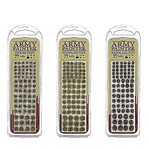 The Army Painter - Battlefield Tufts - Wasteland Tuft Bundle with Woodland Tuft and Swamp Tuft - Terrain Model Kit for Miniature Bases and Dioramas - 77 Pcs 3, Sizes
