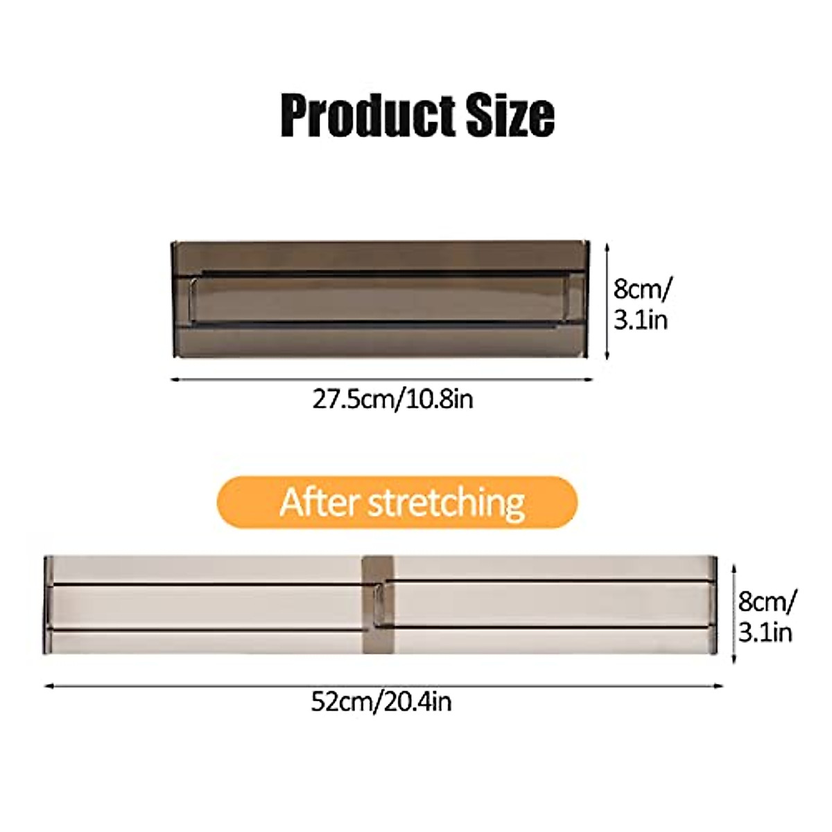 4PC Drawer Dividers Organizers, Adjustable Kitchen Drawer Organizer Clear Drawers Separators, Expandable 11-19 Drawer Organizers for Clothing Kitchen Utensils and Office Storage, White