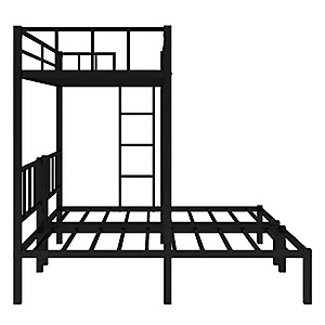 DHHU Triple Twin Bunk Bed, Metal Bunk Bed, Metal Bed Frame, Suitable for Bedroom, Apartment, Dorm, Space-Saving, Black
