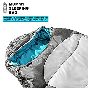 KHOMO GEAR Sleeping Bag Mummy Style - 3 Season - Camping & Outdoors - Grey