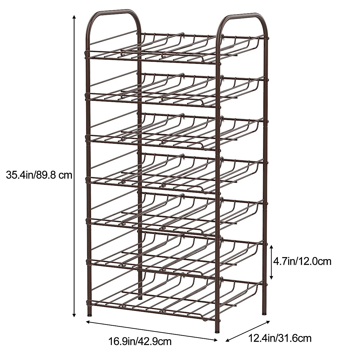 DOMYDEVM Can Rack Organizer 7-Tier Can Storage Organizer Free Standing Beverage Soda Can Storage Dispenser Holder for Kitchen Pantry, Bronze