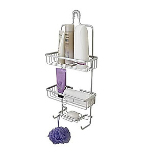 Splash Home Shower Caddy, Bathroom Organizer, Aluminum Hanging Over Shower Head, 3 Storage Rack Rustproof for Shower Room and Bathroom 24 x 5 x 11.5, Chrome