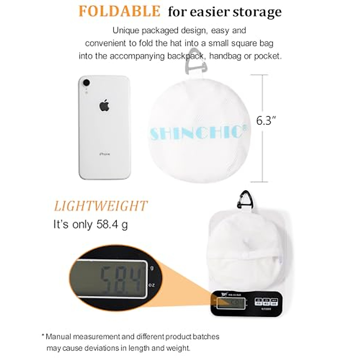 Waterproof Sun UPF 50+ Bucket Hat UV Protection Packable Brimmed Boonie for Women Men Summer Lightweight Hiking Outdoor Cap White