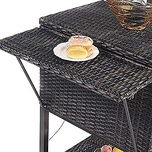 HAPPYGRILL Rattan Cooler Cart, Portable Wicker Cooler Trolley for Outdoor Drinks Beer Beverage Ice Chest Cart Cooler