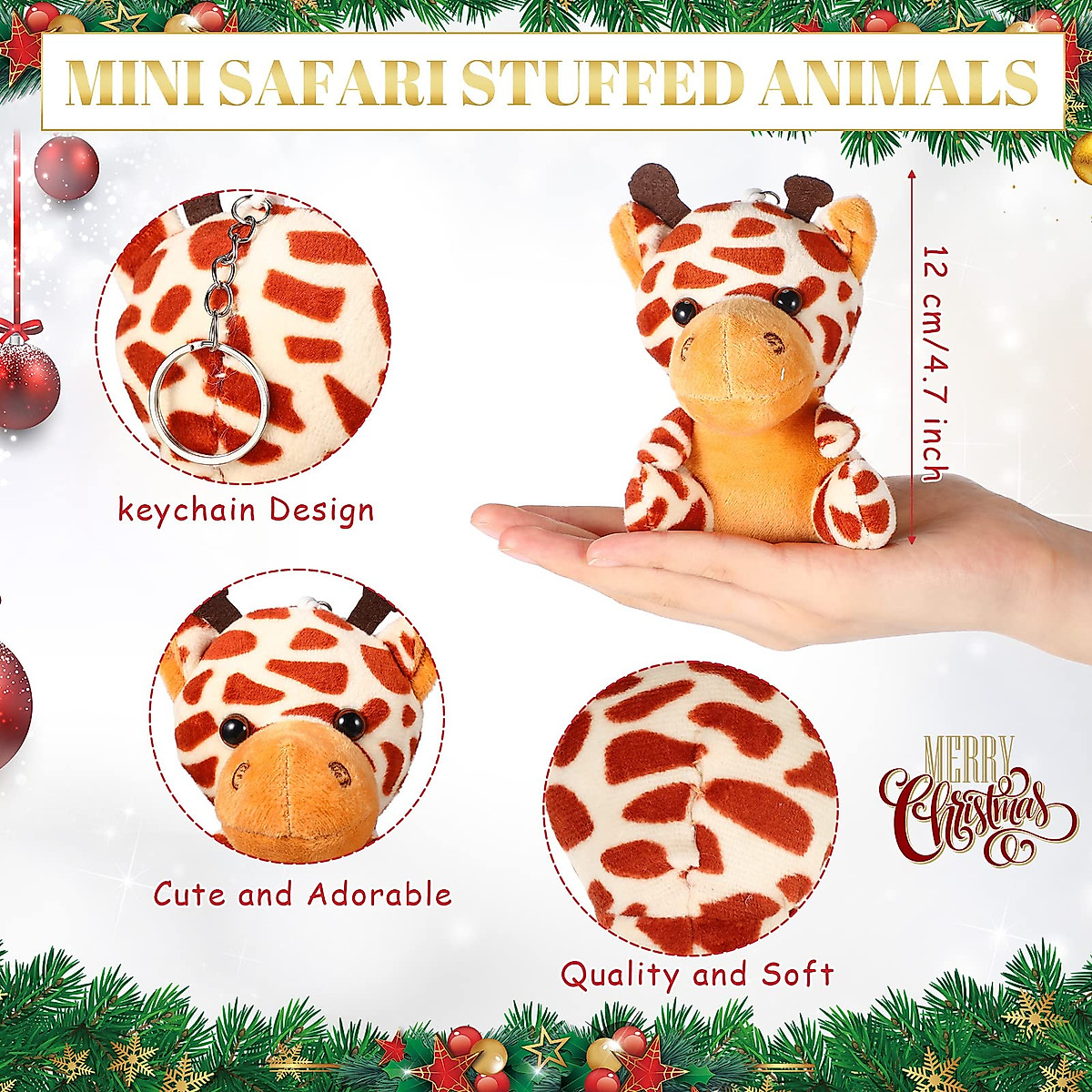 20 Pcs Mini Stuffed Forest Animals 4.8 Inch Cute Jungle Animal Plush Lion Tiger Elephant Giraffe Toys Set for Safari Animal Themed Party Kindergarten Fun Teacher Student Achievement Award, 10 Styles
