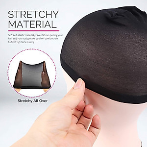Fandamei Wig Caps, 6PCS Black Stocking Caps for Wigs, Stretchy Nylon Wig Caps for Women, Girls, Kids, Stocking Wig Caps…