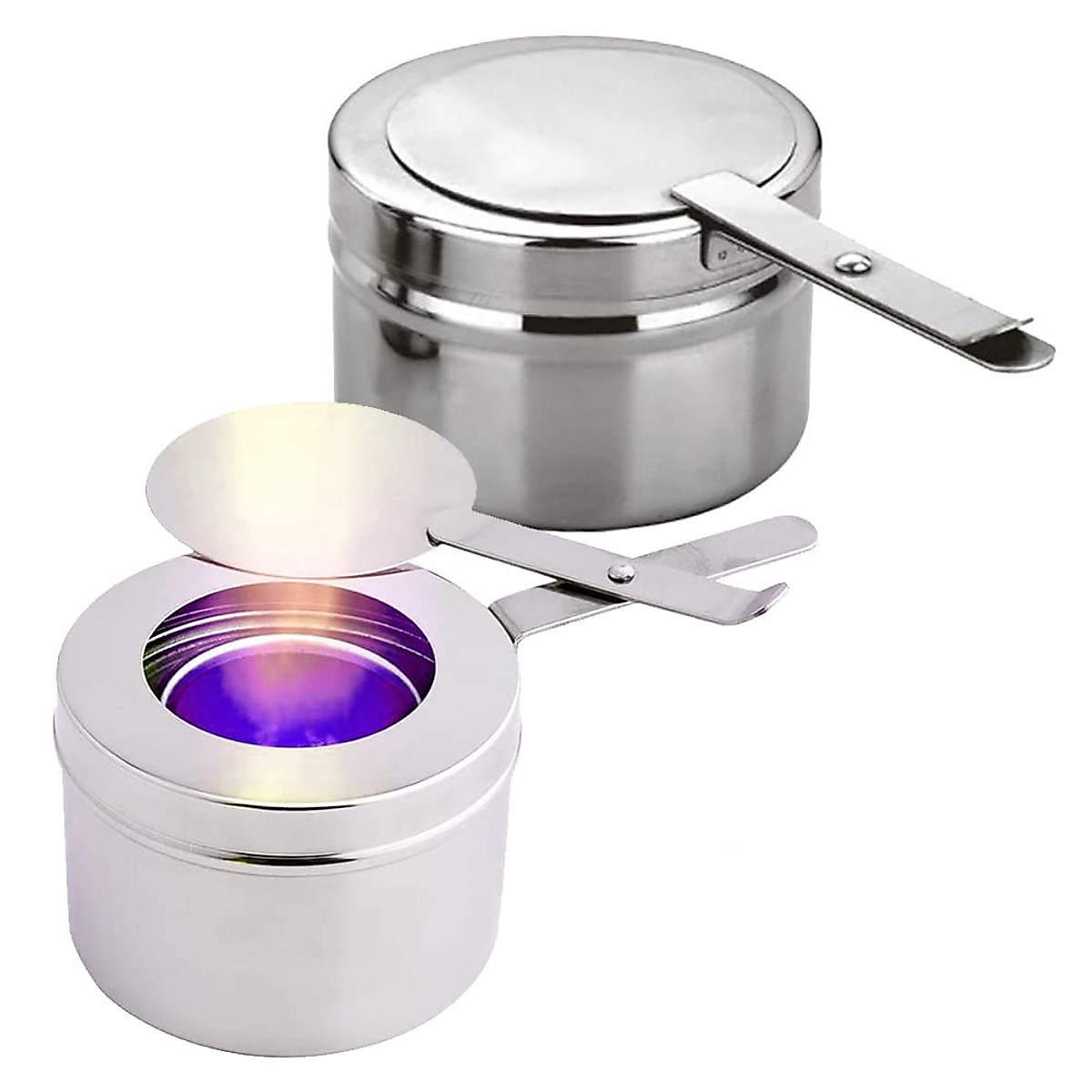 Cabilock 2pcs Stainless Steel Chafing Fuel Holder with Cover Chafer Canned Heat Fuel Box Buffet Warmer Warming Trays for Buffets Barbecue Parties Chafing Dish Buffet
