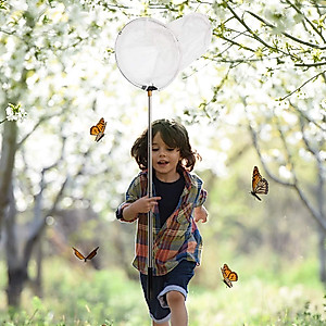 RESTCLOUD Insect and Butterfly Net with 12" Ring, 24" Net Depth, Handle Extends to 59 Inches for Adults and Kids (12" Ring, 59" Handle)