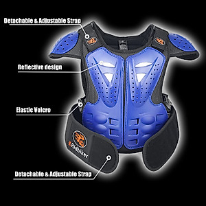 Kids Dirt Bike Gear Chest Protector Motocross Gear Motorcycle Armor Vest Elbow Guard Knee Shin Guard Pads Youth Motorcycle Protective Gear (Blue, S:(Height:39.37"-45.27"))