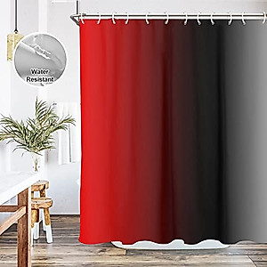 EGLGCC Black and Red Shower Curtain Bathroom Set Grey Ombre Burgundy Gradient Darkening Decor Accessories 60"x72" Waterproof Non-Slip Rugs Toilet Lid Cover U Shaped Mat Fabric 4 Pcs