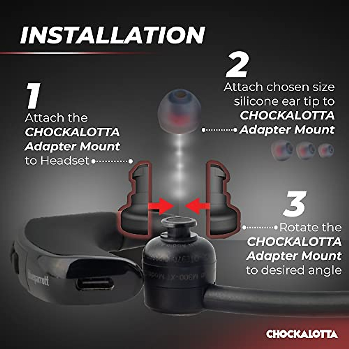CHOCKALOTTA in-Ear Tip Adapter Compatible with Blue Parrot M300-XT/Jabra Perform 45 / Jabra Talk 65 Headsets (Includes 3-Pcs S/M/L Silicone Ear Tips)