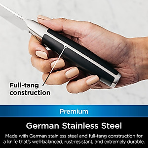 Ninja K32003 Foodi NeverDull System 3-Piece Chef Knife, Utility Knife & Paring Knife Set, Premium, German Stainless Steel, Black