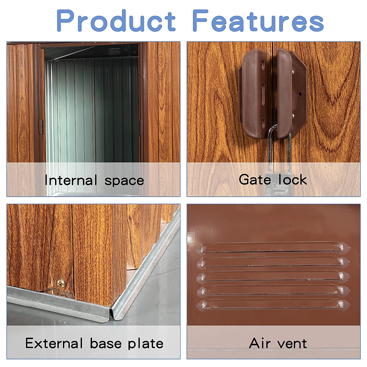 6 x 6 FT Outdoor Storage Shed, Metal Garden Shed with Floor Frame, Tool Shed Outdoor Storage with Lockable Sliding Doors & Window & Air Vents, Storage House Waterproof for Backyard, Lawn, Coffee