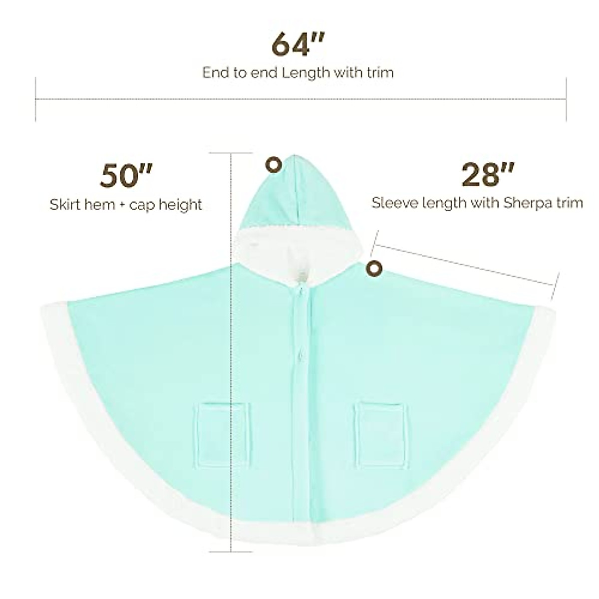 Degrees of Comfort Angel Wrap Wearable Hooded Blanket | Sherpa Lining Poncho Blanket with Hood and Pockets | Soft Plush Fleece Throw Blanket Cape | Cozy Blanket Shawl for Adults/Women Gift, Sky Blue