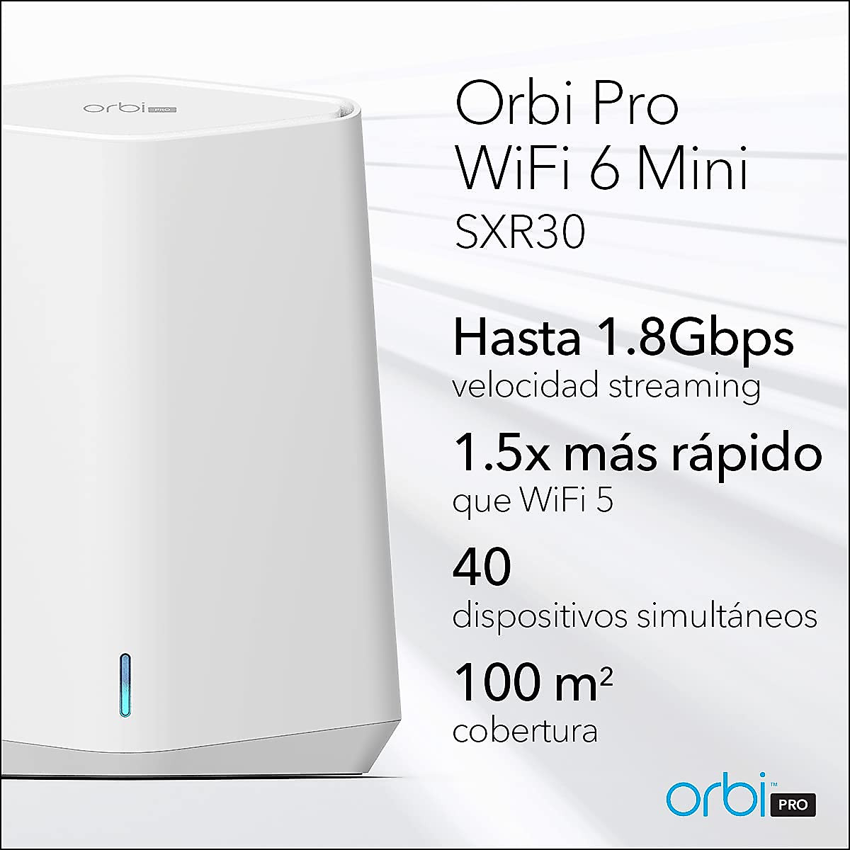 Netgear Orbi PRO WiFi 6 AX1800 Router SXR30, Wi-Fi 6 (802.11ax), W126258140 (SXR30, Wi-Fi 6 (802.11ax), Dual-Band (2.4 GHz / 5 GHz), Ethernet LAN, 5G, White, Tabletop Router)