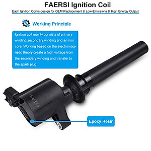 FAERSI Pack of 6 Ignition Coil Compatible with Ford Escape Five Hundred Freestyle Taurus Mazda 6 MPV Tribute Mercury Mariner Montego Sable 3.0L V6 Models Replace OE# 18LZ-12029-AA, DG513,DG500