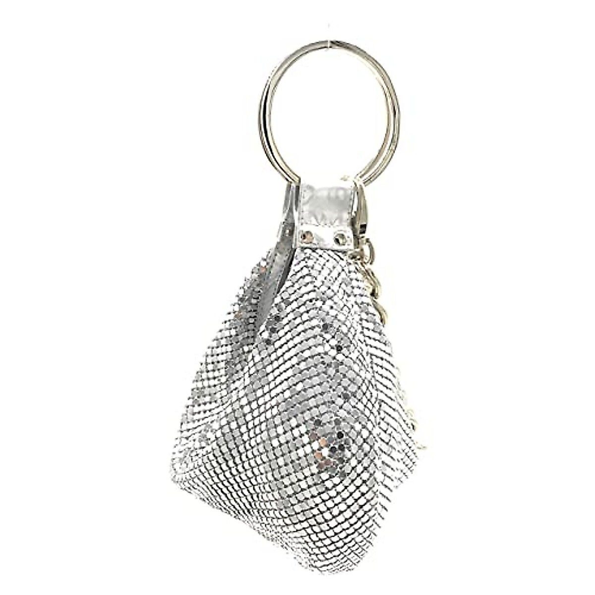 Vintage Evening Clutch Hobo Bag Wristlet Bucket Purse formal handbag for Party Wedding Prom Banquet (Silver)