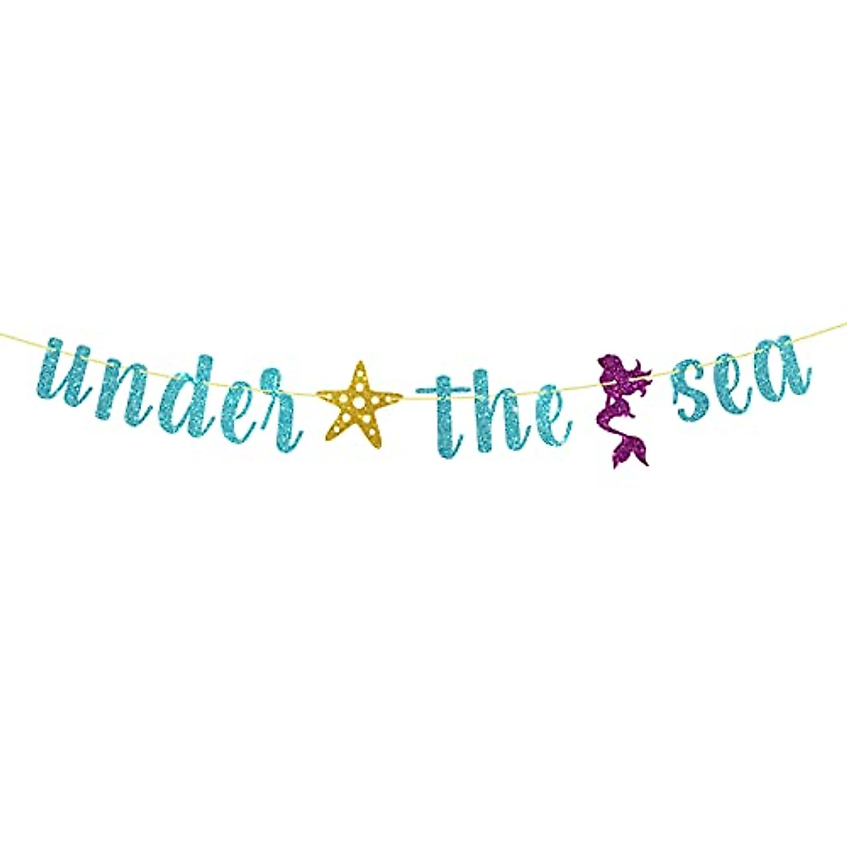 Under the Sea Banner - Mermaid Party Decorations, Kids Mermaid Themed Birthday Party Decorations, Mermaid Backdrops Photo Booth Props