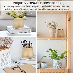 Body Vase Female Form, Butt Planter, Cheeky Flower Vases w/Drainage, Speckled Matte Nude Ceramic, Women Booty Shaped Sculpture, Modern Boho Decor Plant Pot Feminist Cute Minimalist Chic Small Bathroom