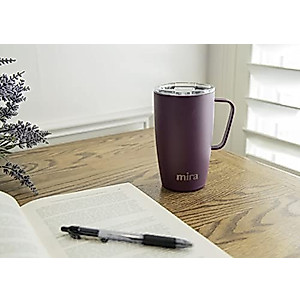 MIRA 18 oz Insulated Coffee Mug - Stainless Steel Travel Cup with Easy-Grip Handle - Car Cup Holder Compatible - Iris