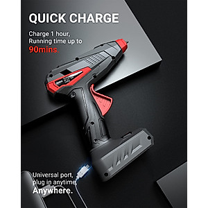 Avhrit Cordless Hot Glue Gun, Fast Preheating Glue Gun Kit with 20 Pcs Glue Sticks, Rechargeable Glue Gun with Built-in Battery, Auto Shut-off Glue Gun for Christmas Crafts, Repairs and DIY