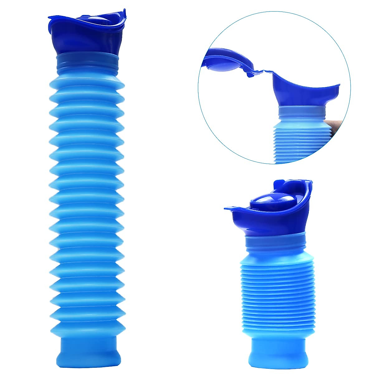 Flap Retractable Portable Blue Men's Urinal, 26fl oz (750ml) Men's Urine Bottle Without Side Leakage - Urinal for Hospital, Emergency and Travel