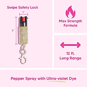 BLINGSTING Pepper Spray Keychain for Women Gold