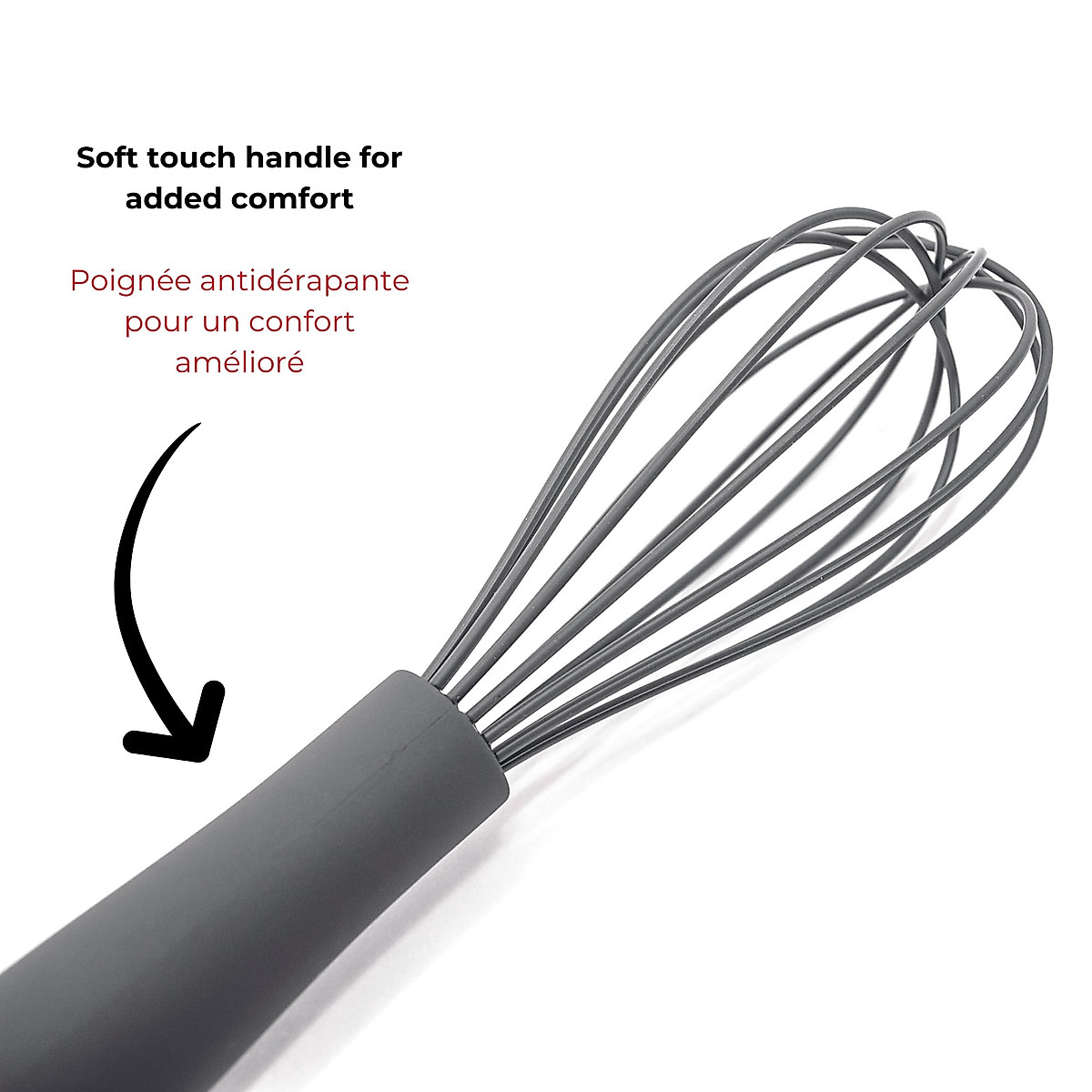 Gourmet By Starfrit 080317-006-0000 Silicone Whisk Utensils, NORMAL, Gray