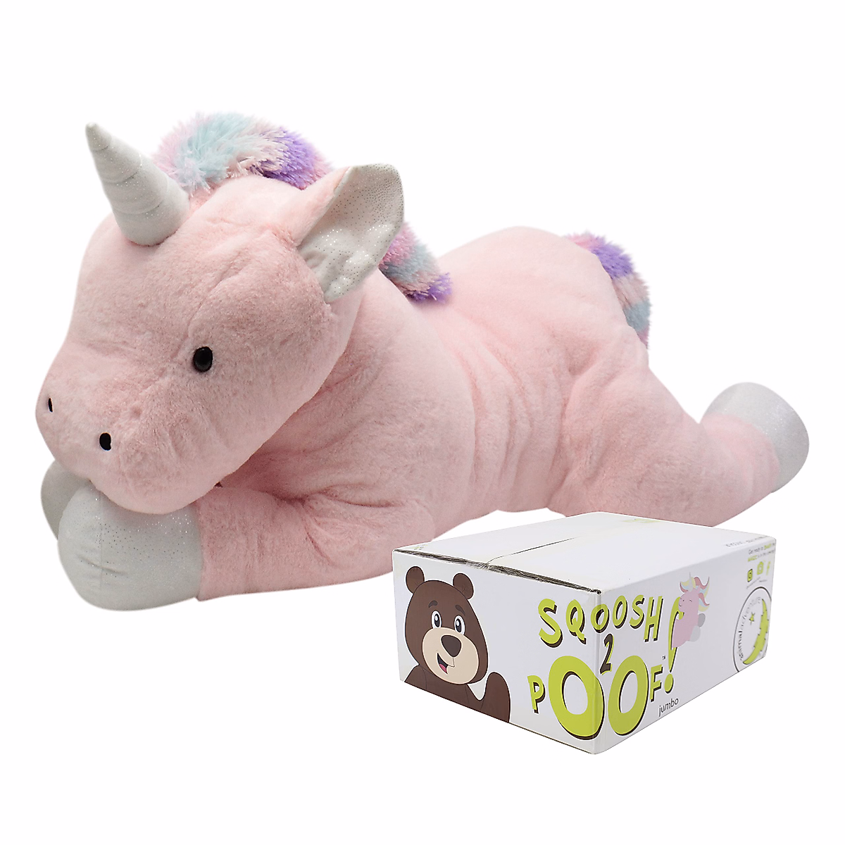 Animal Adventure | Sqoosh2Poof Giant, Cuddly, Ultra Soft Plush Stuffed Animal with Bonus Interactive Surprise - 44" Unicorn